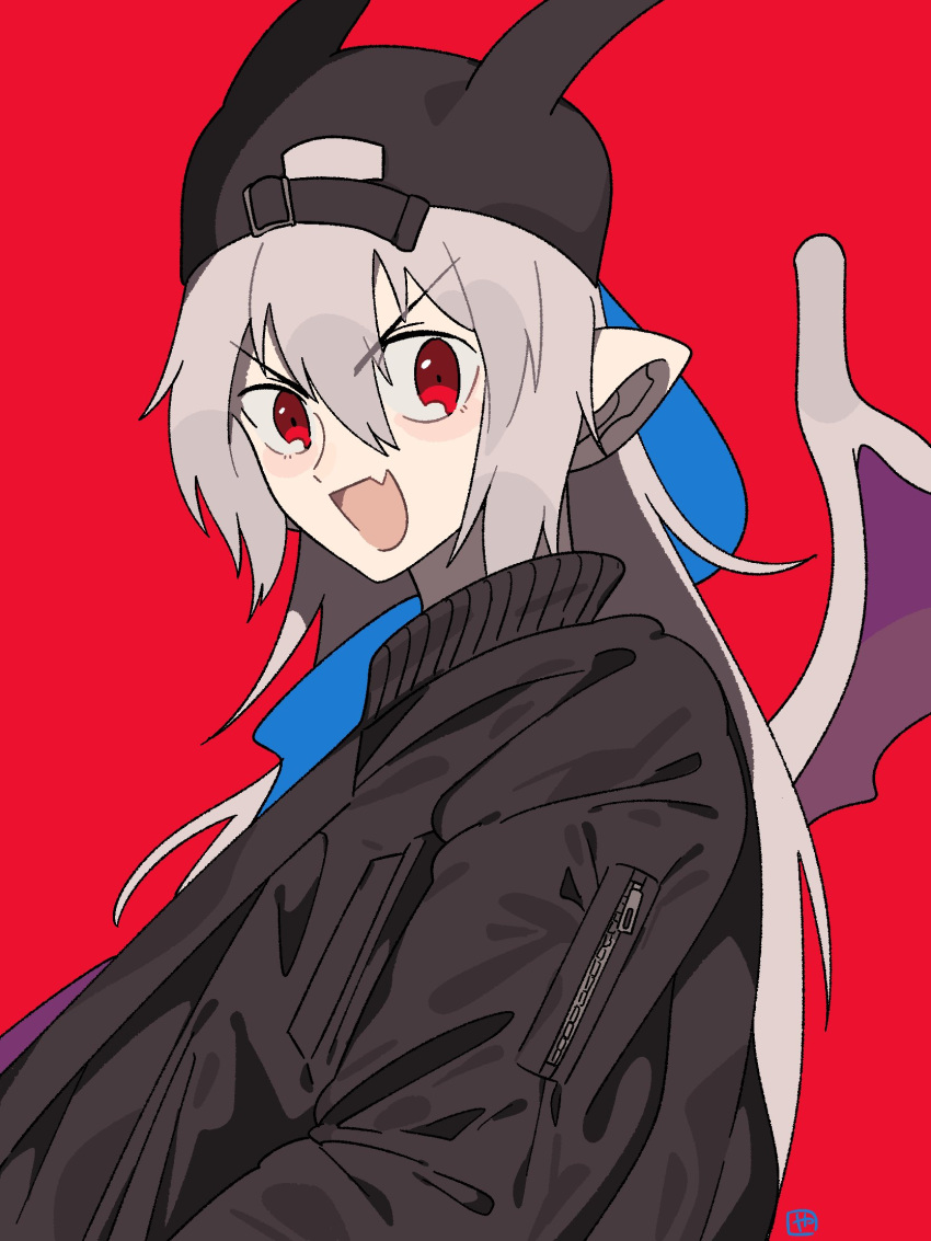 Safebooru - 1girl backwards hat baseball cap black hat black jacket ...