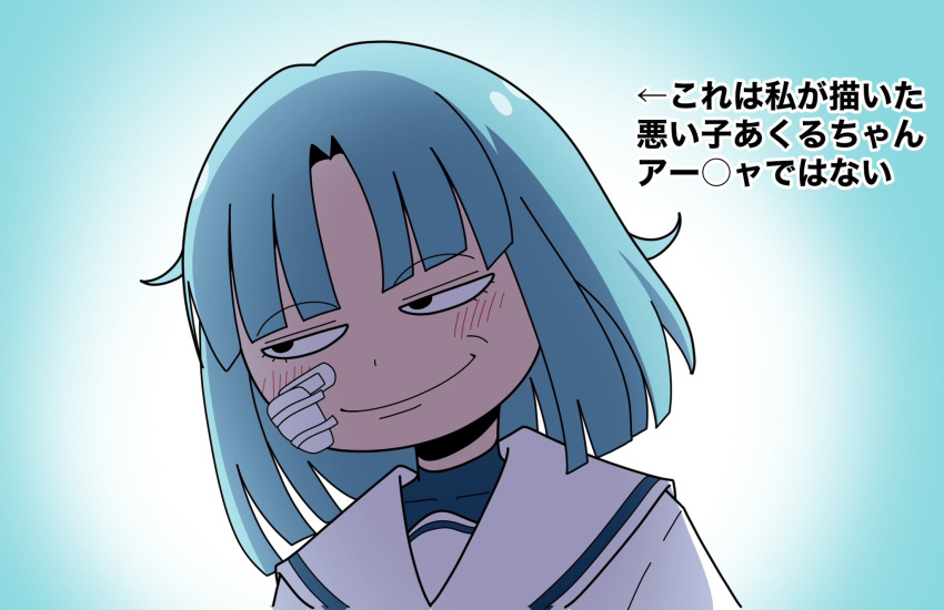 Safebooru - 1girl ado (utaite) bandaid bandaid on face blue background ...