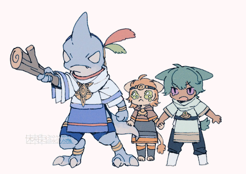 Safebooru - 1girl 2boys aged down animal ears brother and sister ...