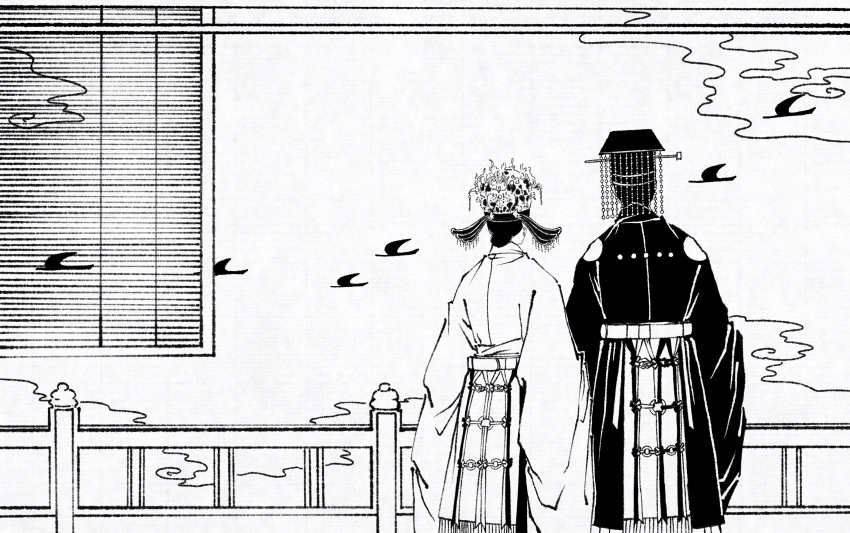 Safebooru - 1boy 1girl absurdres bamboo screen chinese clothes facing ...