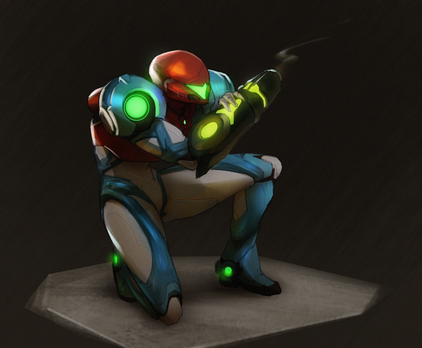 Safebooru - 1girl absurdres arm cannon armor assault visor glowing ...
