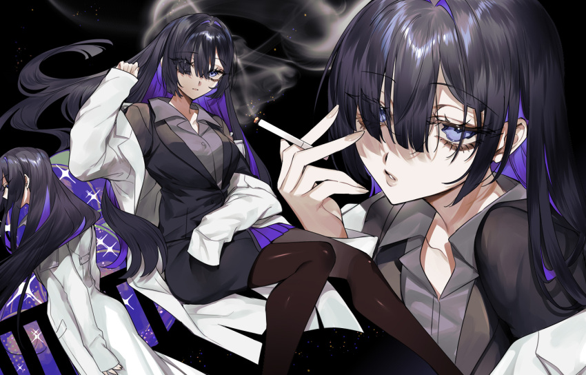 Safebooru - 1girl a.i. voice black background black hair black ...