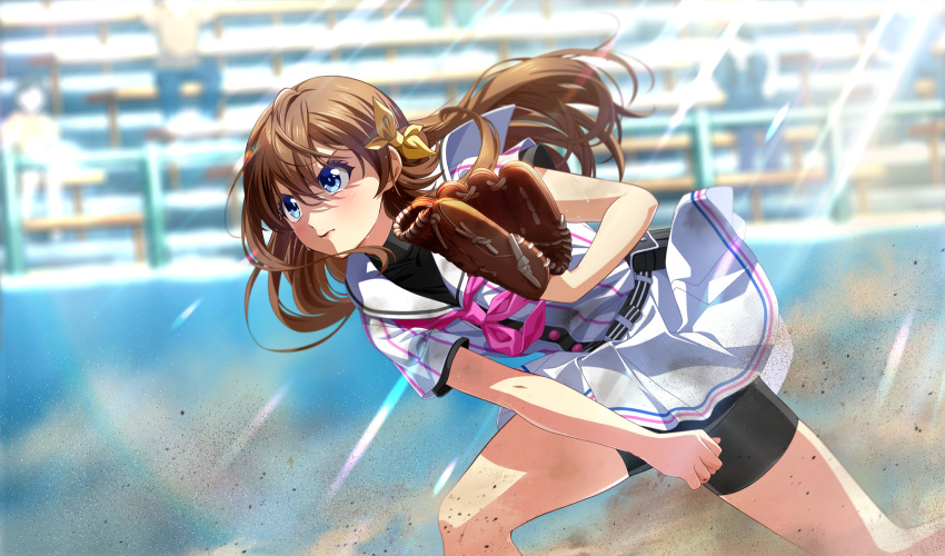 Safebooru - 1girl arihara tsubasa baseball baseball mitt baseball stadium baseball uniform belt ...