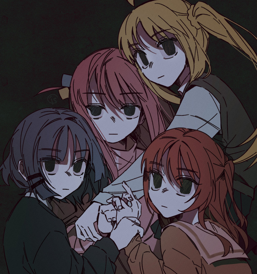 Safebooru - 4girls absurdres ahoge black shirt blonde hair blue eyes ...