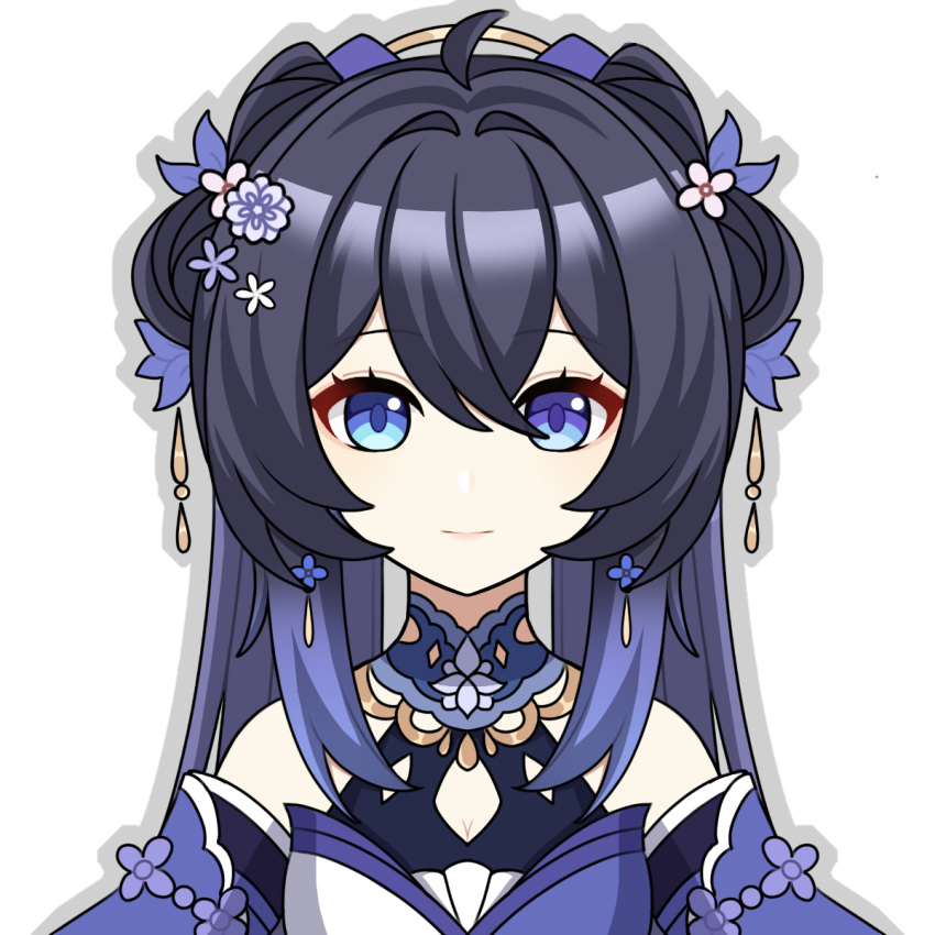 Safebooru - 1girl bad source bare shoulders black hair blue eyes china dress chinese clothes ...
