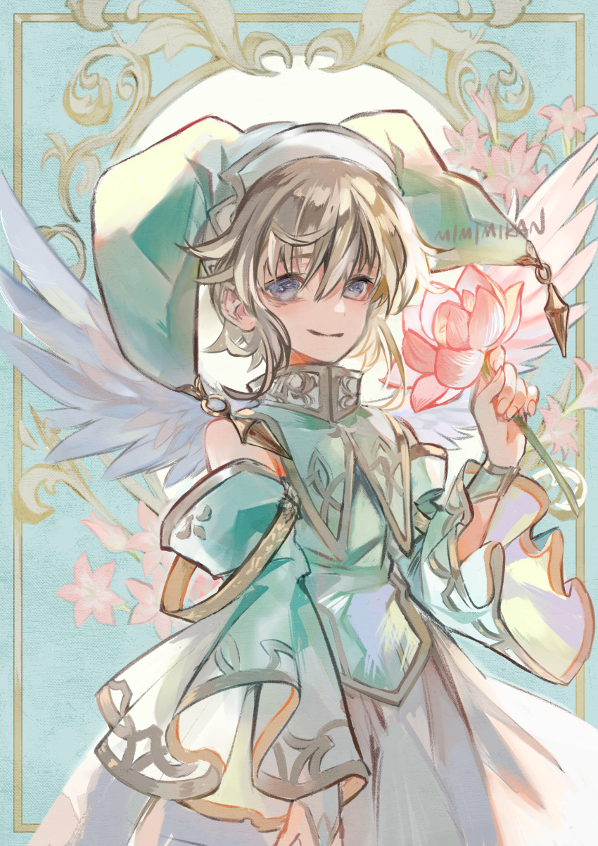Safebooru - 1boy absurdres artist name bare shoulders blonde hair blue eyes bridal gauntlets ...