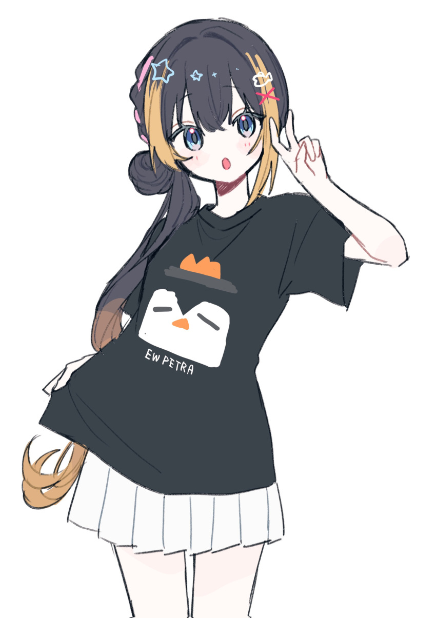 Safebooru - 1girl :o absurdres black hair blonde hair blue eyes blush ...