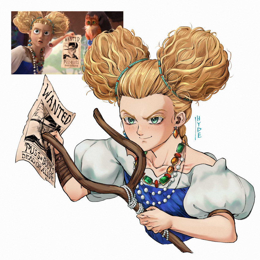 Safebooru - 1girl absurdres afro puffs animification brown hair ...