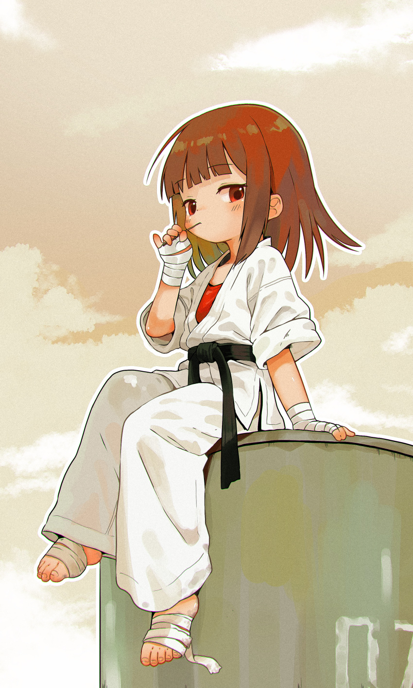 Safebooru - 1girl absurdres bandaged foot bandaged hand bandages barefoot belt black belt ...