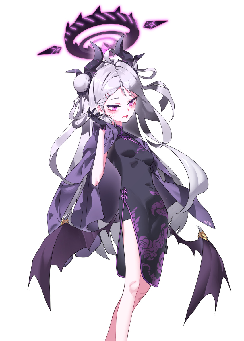 Safebooru - 1girl 26duck absurdres alternate costume black dress black gloves blue archive china ...