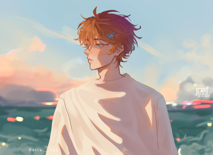 Safebooru - 1boy aqua eyes blush ellie1827 genshin impact golden hour ...