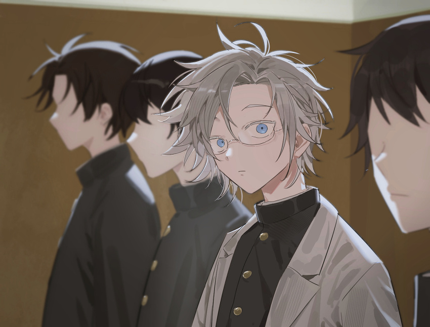 Safebooru - 4boys alternate costume blue eyes chinese commentary closed ...