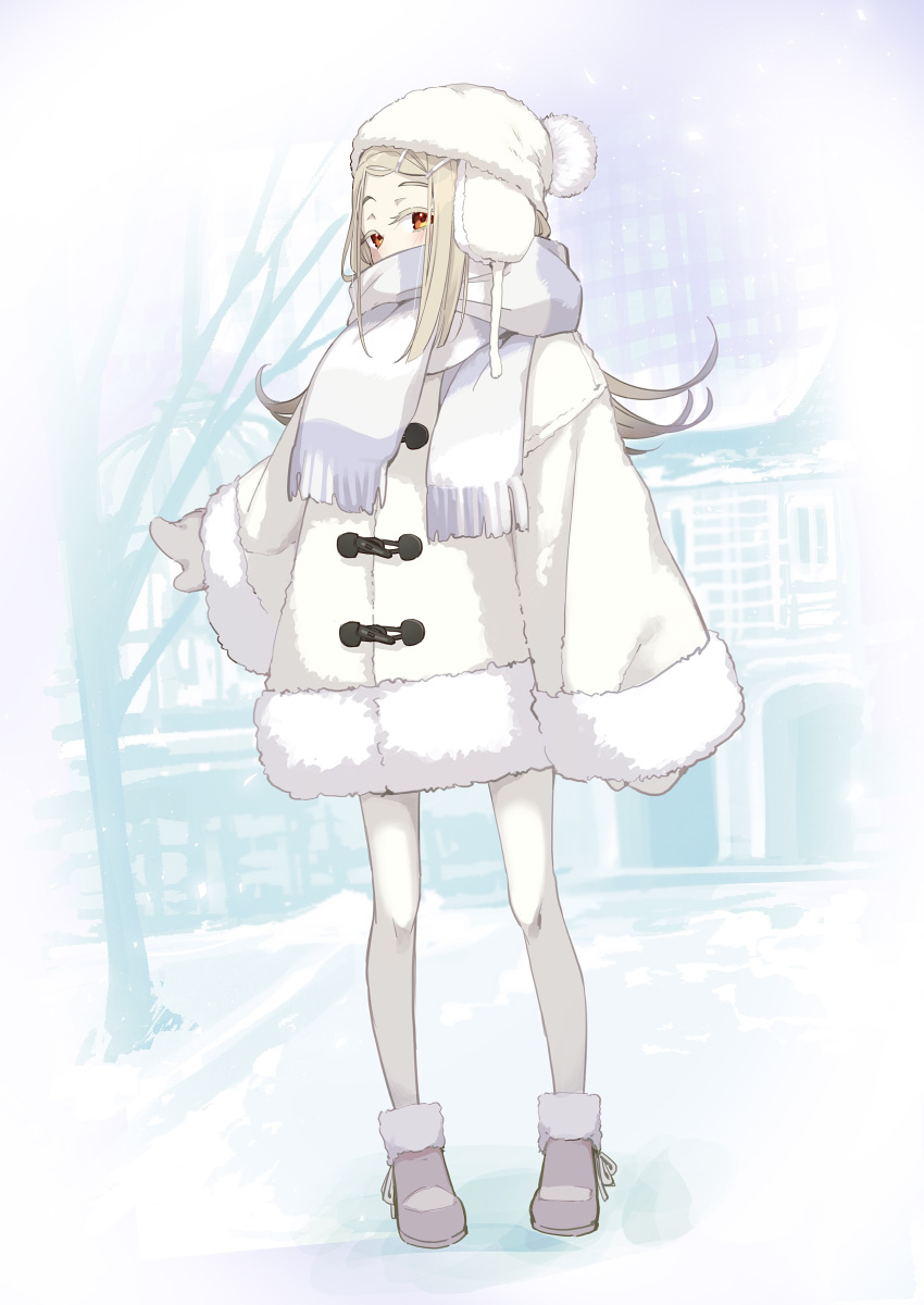 Safebooru - 1girl absurdres beanie blonde hair blush coat commentary request covered mouth ...