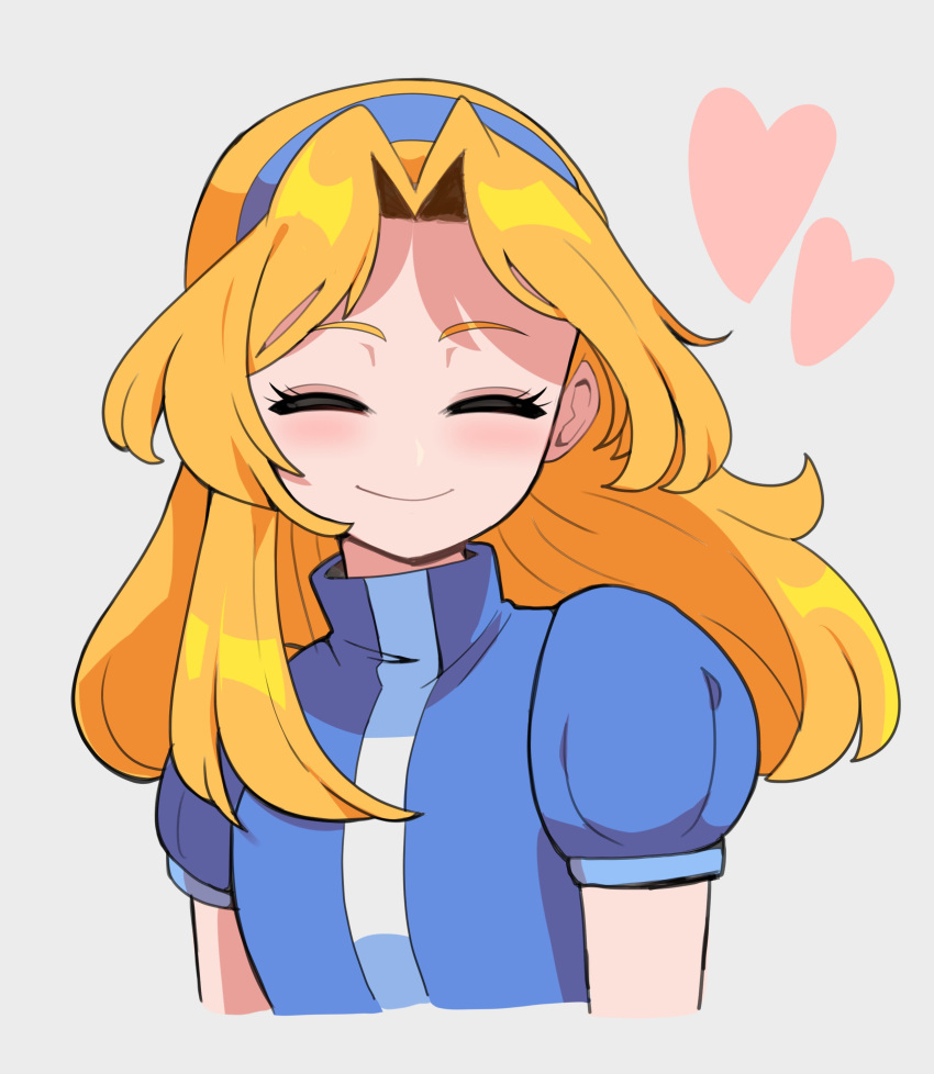 Safebooru - 1girl ^ ^ absurdres bbycheese blonde hair blue dress blue hairband closed eyes ...