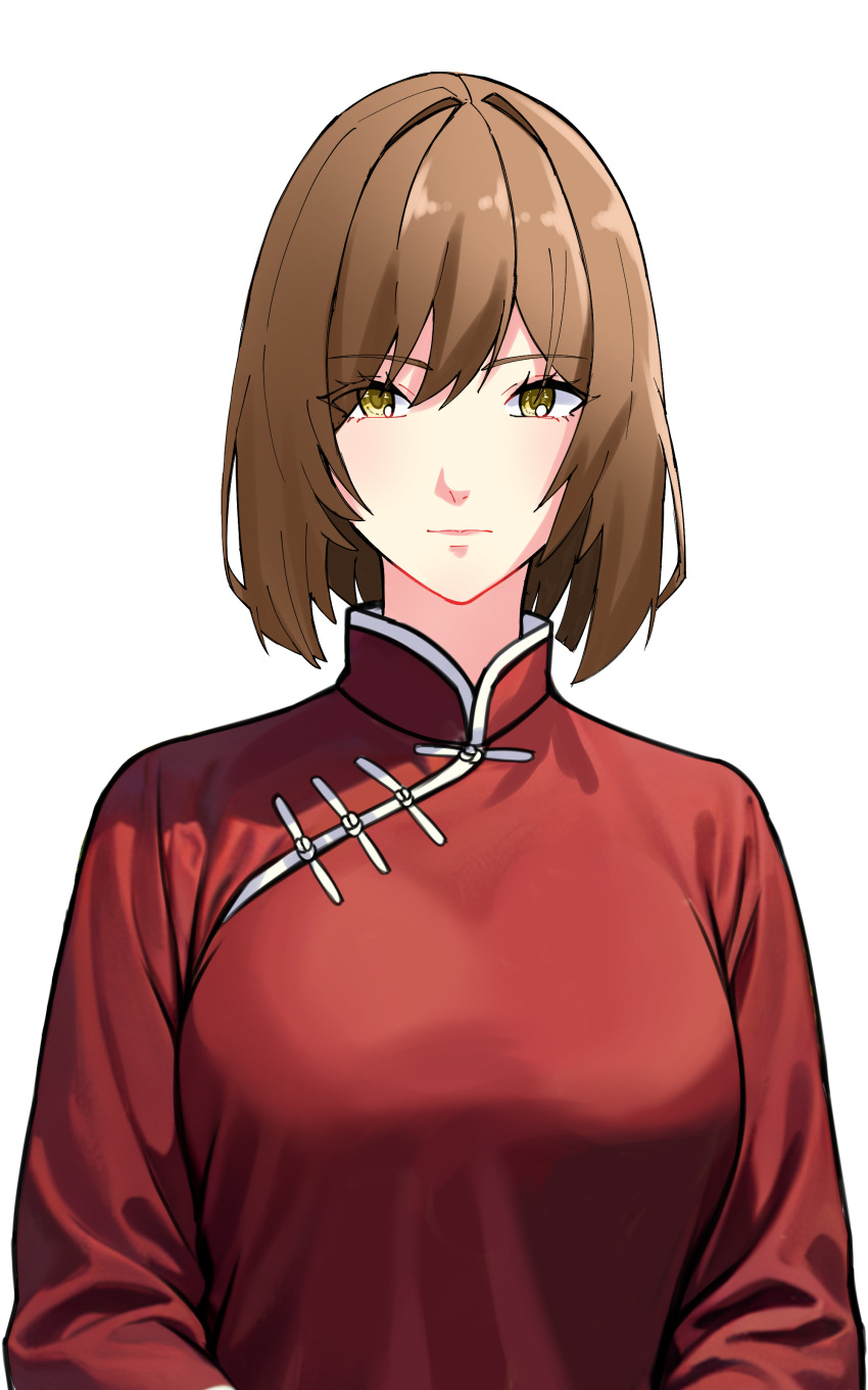 Safebooru - 1girl absurdres breasts brown hair china dress chinese clothes dress highres kokoro ...