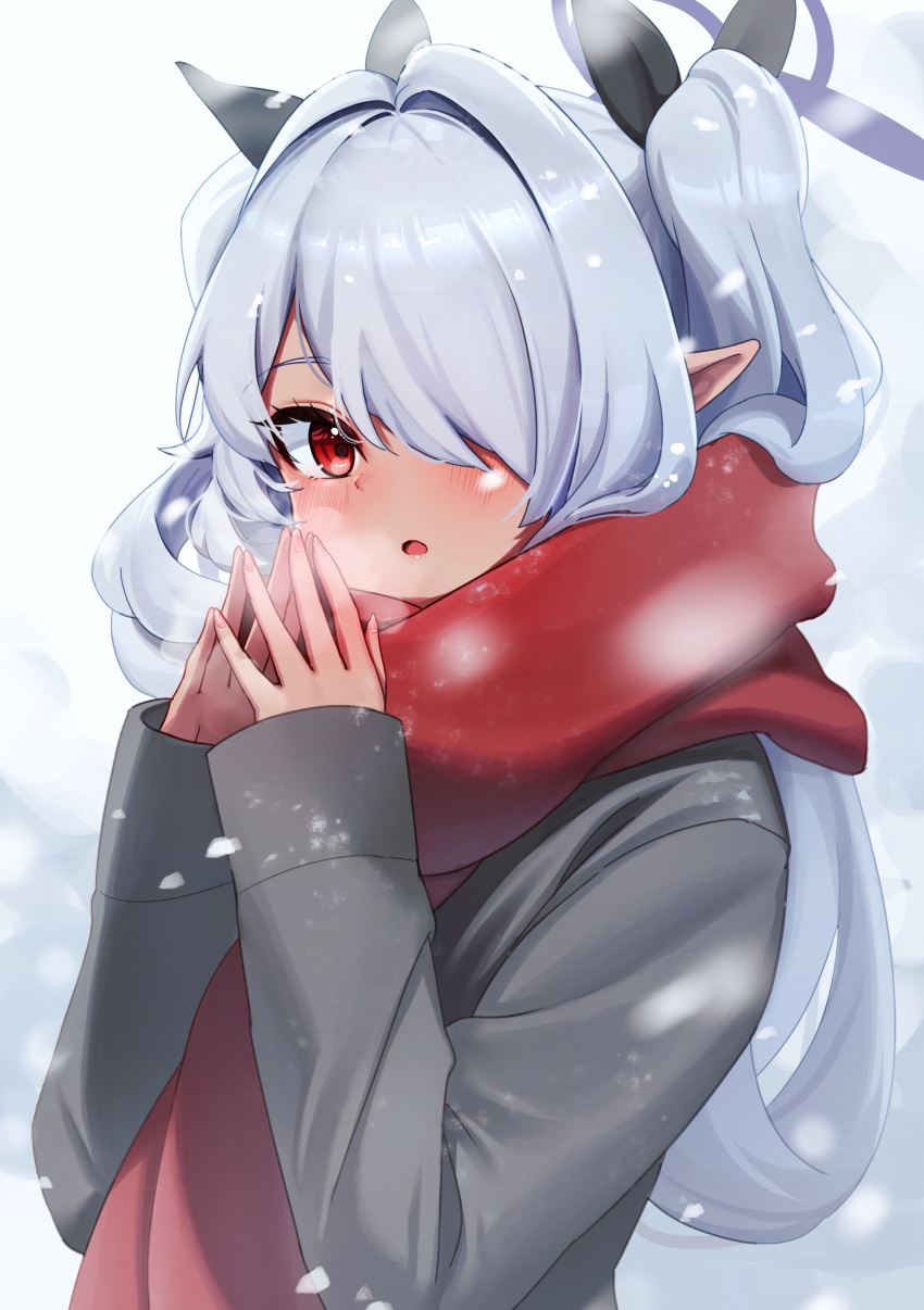 Safebooru - 1girl absurdres alternate costume black ribbon blue archive blush coat dark-skinned ...