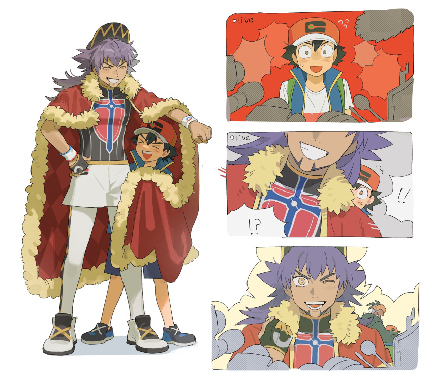 Safebooru - ! !! !? 3boys ash ketchum baseball cap black hair black hat ...