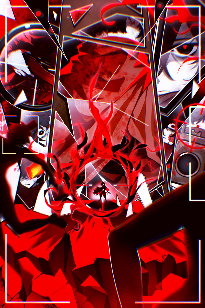 Safebooru - 1boy absurdres black eyes black fire black hair broken ...