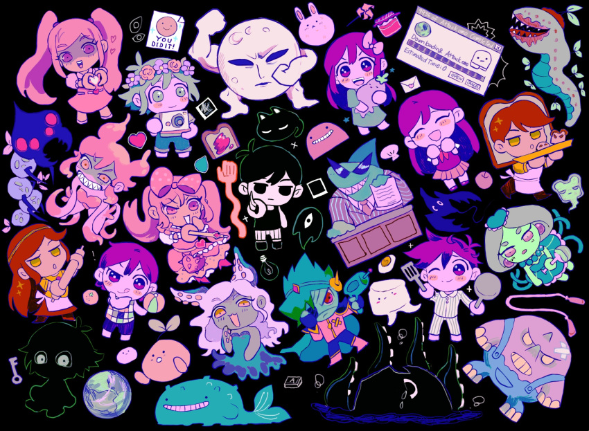 Safebooru - ! 6+boys 6+girls abbi (omori) alternate color antenna hair ...