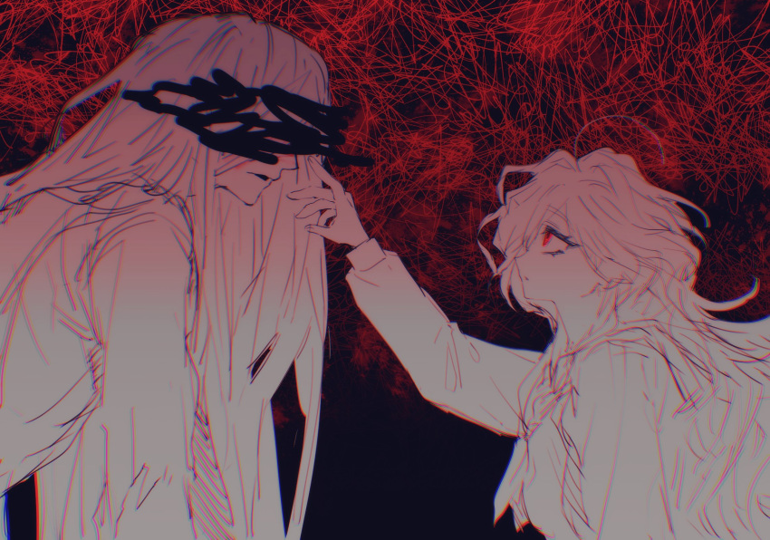 Safebooru - 1boy 1girl black background blood blood on face censored ...