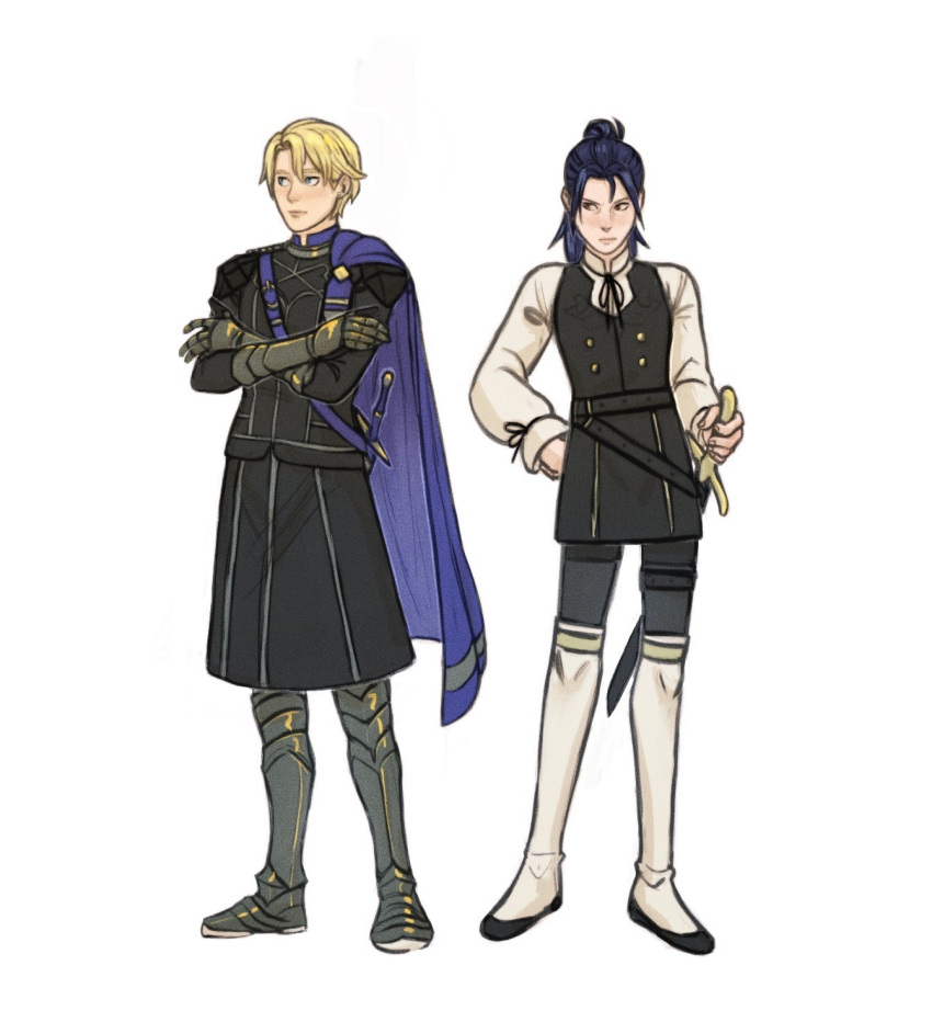 Safebooru - 2girls black hair blonde hair blue cape blue eyes brown eyes callileonn dimitri ...