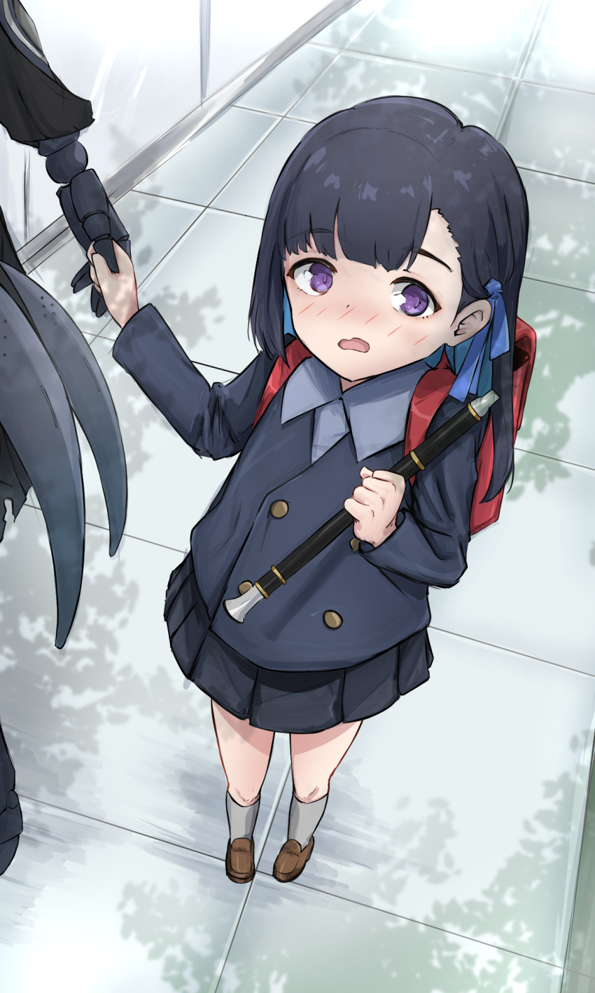 Safebooru - aged down aikawa yumi asymmetrical bangs backpack bag black hair black jacket black ...