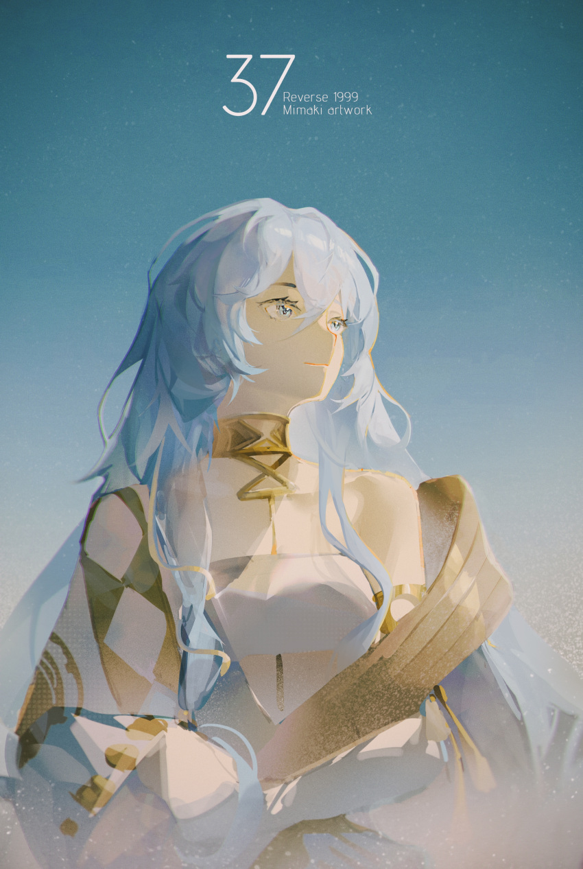 Safebooru - 1girl 37 (reverse:1999) absurdres ancient greek clothes artist name blue background ...