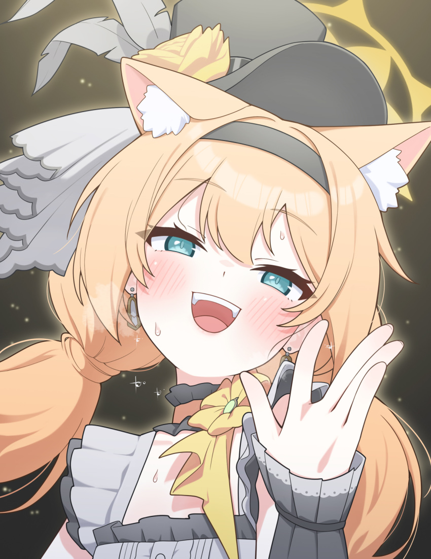 Safebooru - 1girl absurdres animal ear fluff animal ears black dress black hairband black hat ...