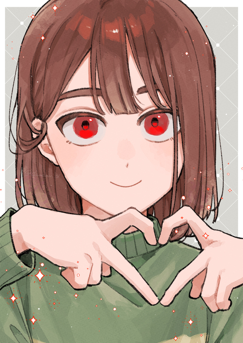 Safebooru - 1other 4-finger heart hands absurdres ake blood bob cut ...