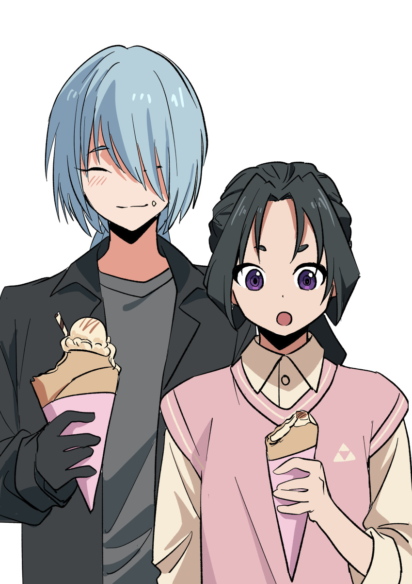 Safebooru - 2boys absurdres black gloves black hair black jacket blue ...