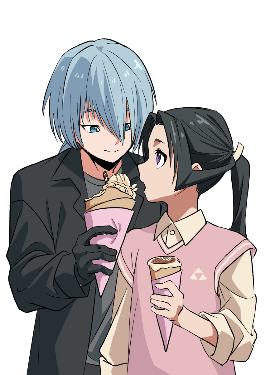 Safebooru - 2boys absurdres black gloves black hair black jacket blue ...