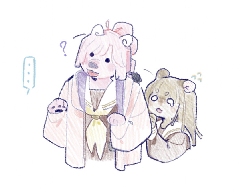 Safebooru - ... 2girls :p ? ahoge animal ears animal hands anyoji hime ...