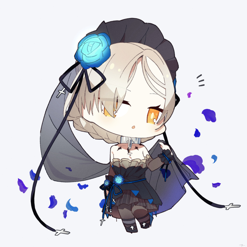 Safebooru - 1girl akutaa azur lane black dress blonde hair blue flower ...
