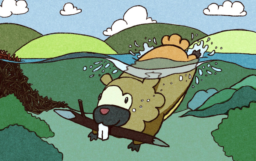 Safebooru - :3 animal focus bidoof blue sky buck teeth closed mouth ...