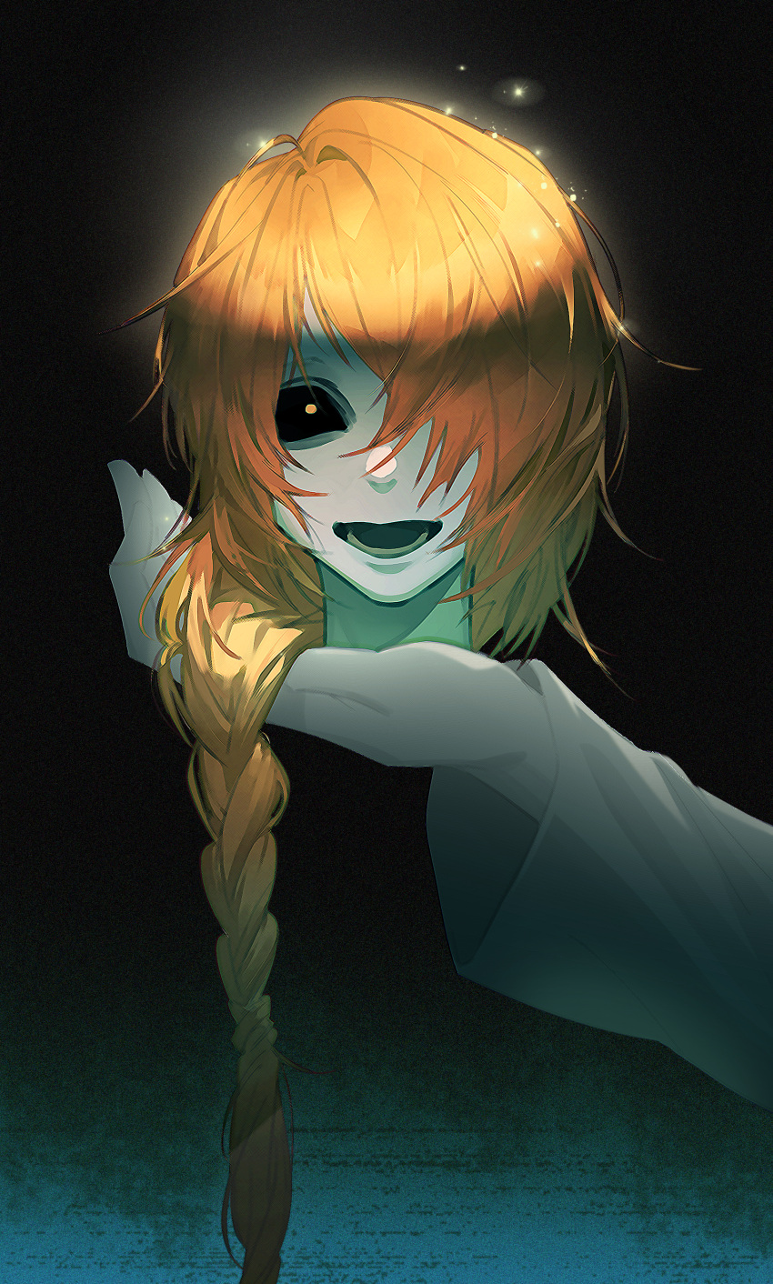 Safebooru - 1boy 1girl absurdres black background black sclera braid ...