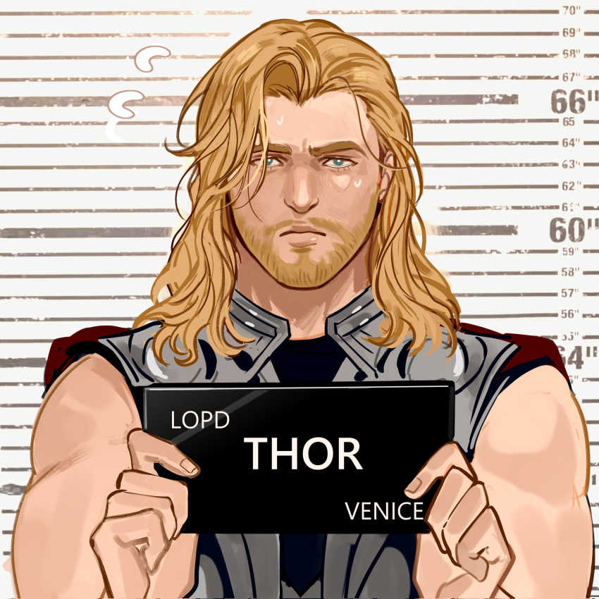 Safebooru - 1boy armor barbie mugshot (meme) bare shoulders beard ...