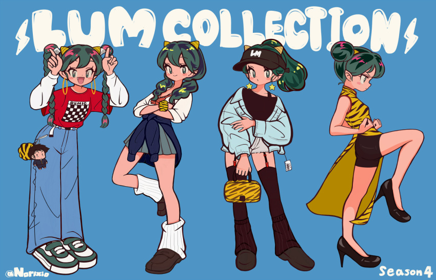 Safebooru - 4girls animal print artist name bag barcode belt black bra ...