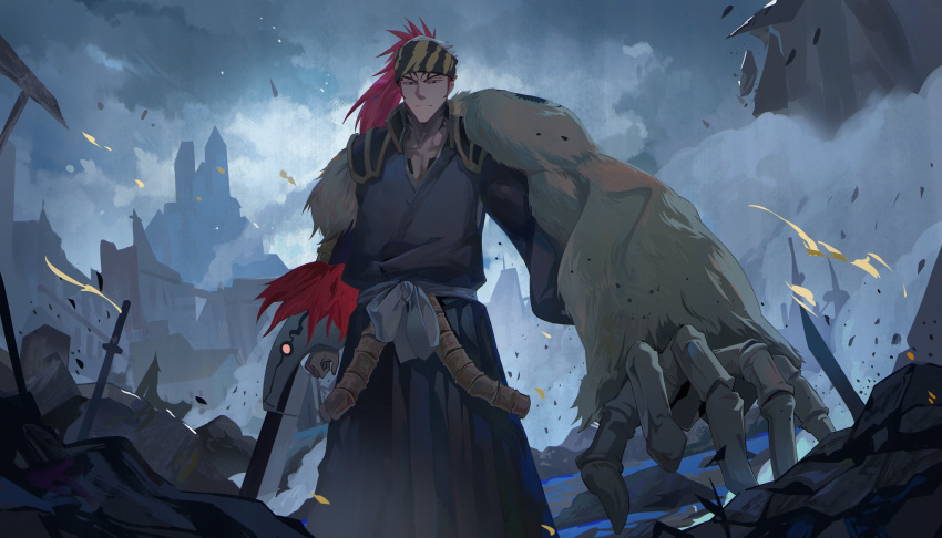 Safebooru - 1boy abarai renji bankai black kimono bleach bleach: sennen ...