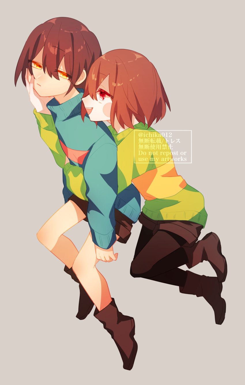 Safebooru - 2others black pantyhose blue sweater brown footwear brown ...