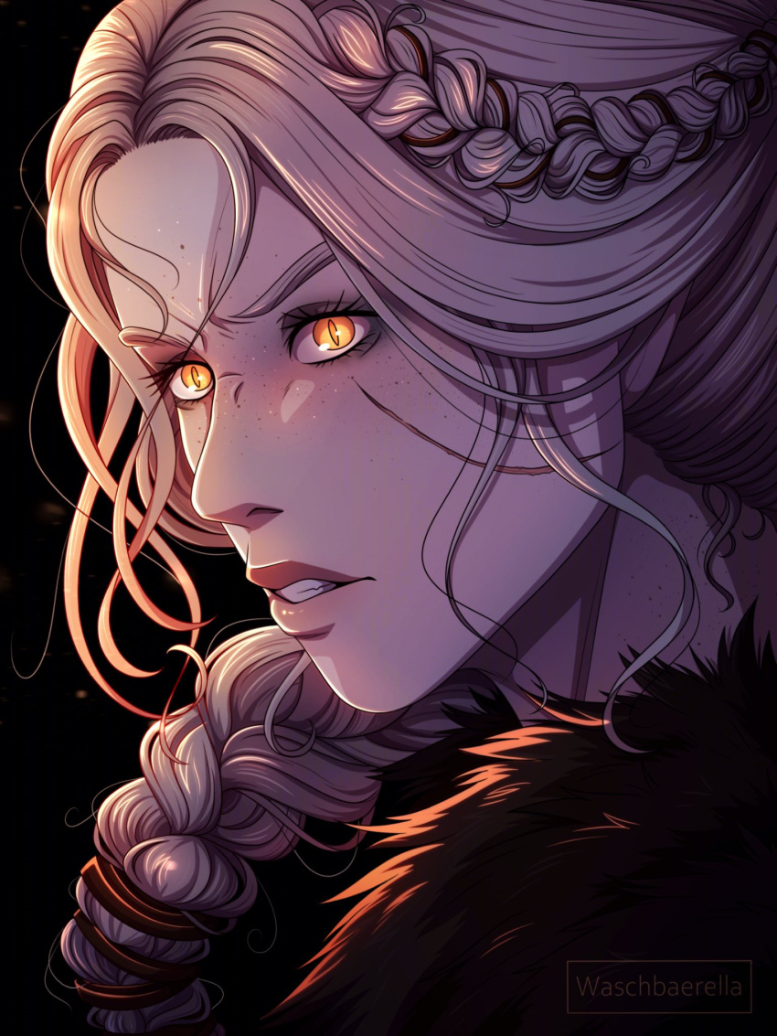 Safebooru - 1girl artist name braid braided ponytail ciri highres long ...