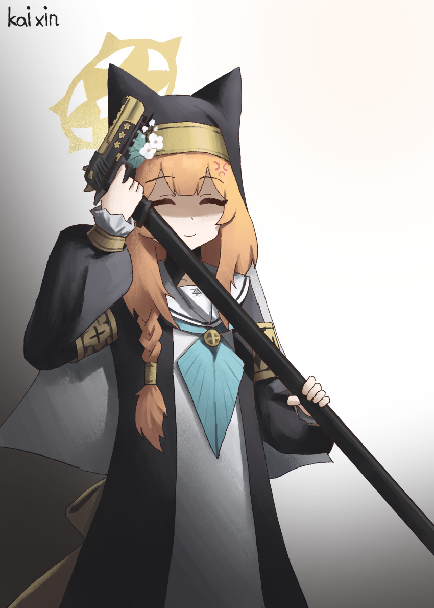 Safebooru - 1girl absurdres anger vein animal ear headwear animal ears black dress blue archive ...