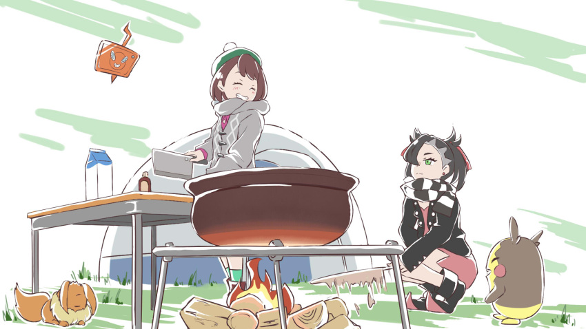 Safebooru - 2girls asymmetrical bangs black footwear black jacket black ...