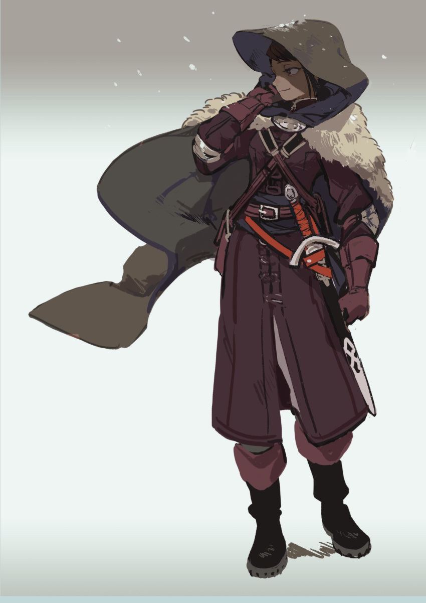 Safebooru - 1girl absurdres akaneko (redakanekocat) armor bag belt boots brown belt brown gloves ...