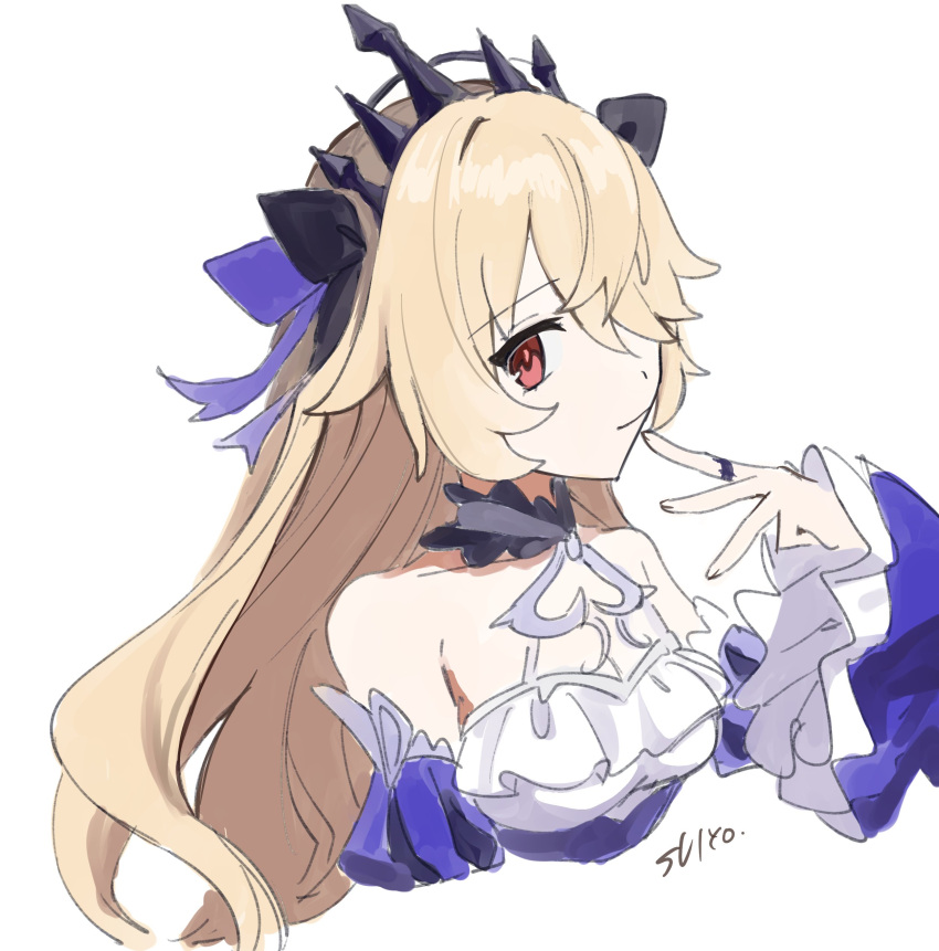 Safebooru - 1girl absurdres bare shoulders blonde hair dress fischl (ein immernachtstraum ...