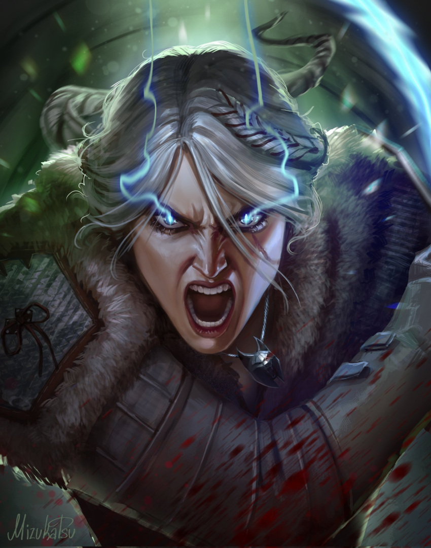 Safebooru - 1girl armor blood blood splatter blue eyes braid braided ...