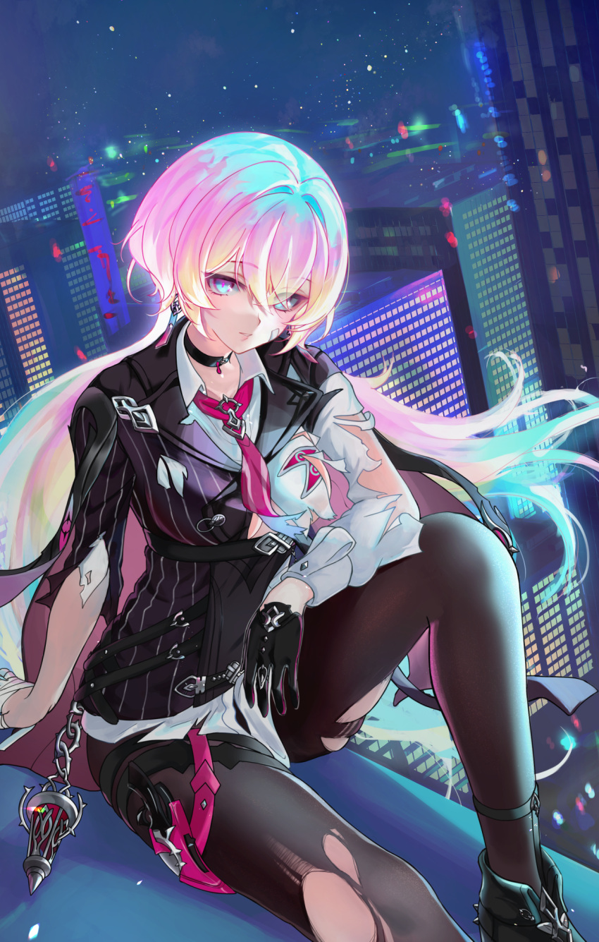 Safebooru - 1girl arin (1010 ssu) asymmetrical sleeves black gloves black jacket blonde hair ...