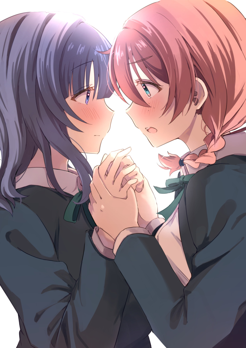 Safebooru - 2girls absurdres asaka karin black jacket blue eyes blush braid closed mouth ...