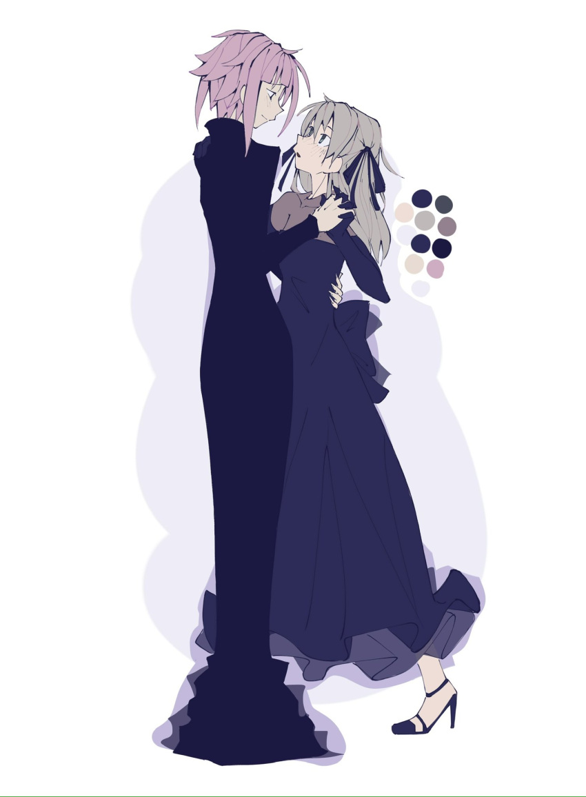 Safebooru - 1girl 1other :o alternate costume alternate hairstyle black ...