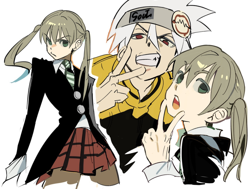 Safebooru - 1boy 1girl black jacket blonde hair closed mouth collared shirt cowboy shot furrowed ...
