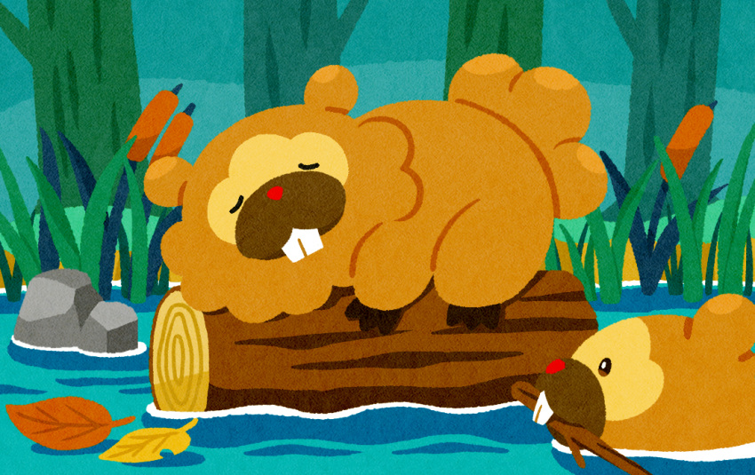 Safebooru - animal focus bidoof brown eyes buck teeth cattail closed ...